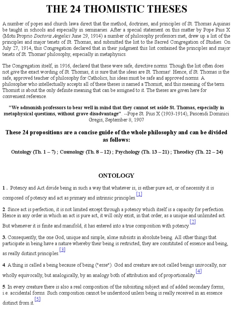 The 24 Thomistic Theses: A Concise Guide to St. Thomas Aquinas' Whole ...