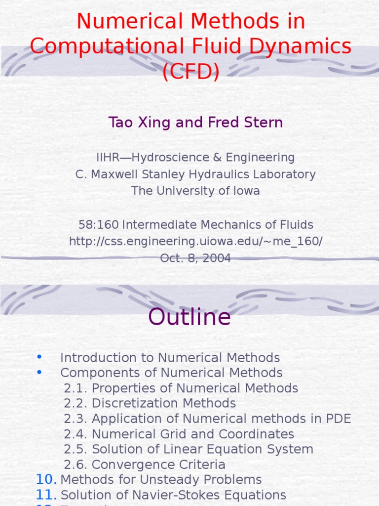 Numerical Methods in Computational Fluid Dynamics CFD | PDF | Numerical Analysis | Computational ...