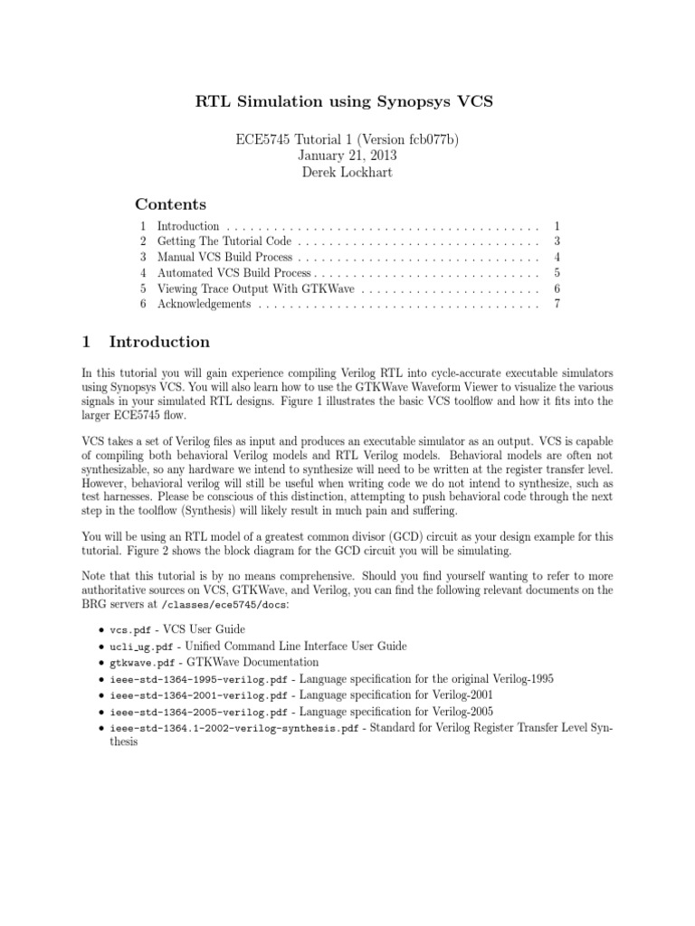 Ece5745 Tut1 Vcs | Download Free PDF | Areas Of Computer Science | Digital Technology
