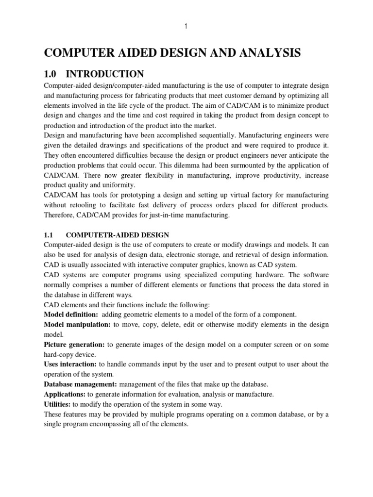 Computer Aided Design and Analysis | PDF | Computer Data Storage ...