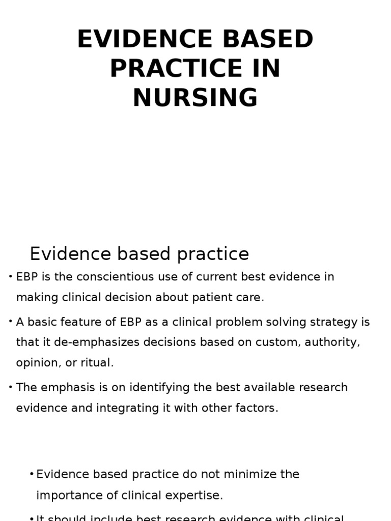 EBP | PDF | Evidence Based Practice | Evidence Based Medicine