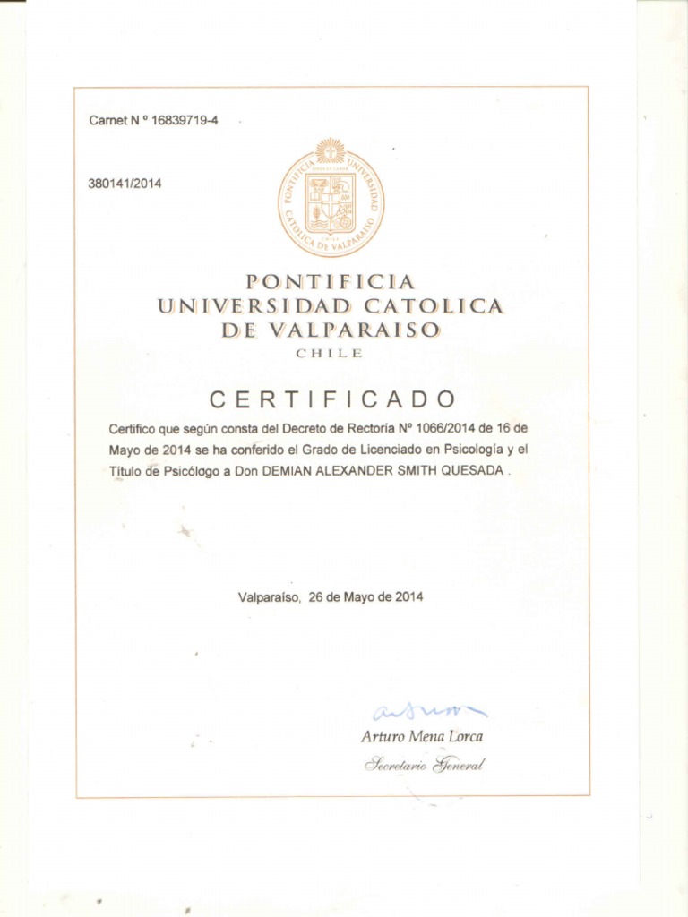 Certificado Pontificia Universidad Catolica | PDF