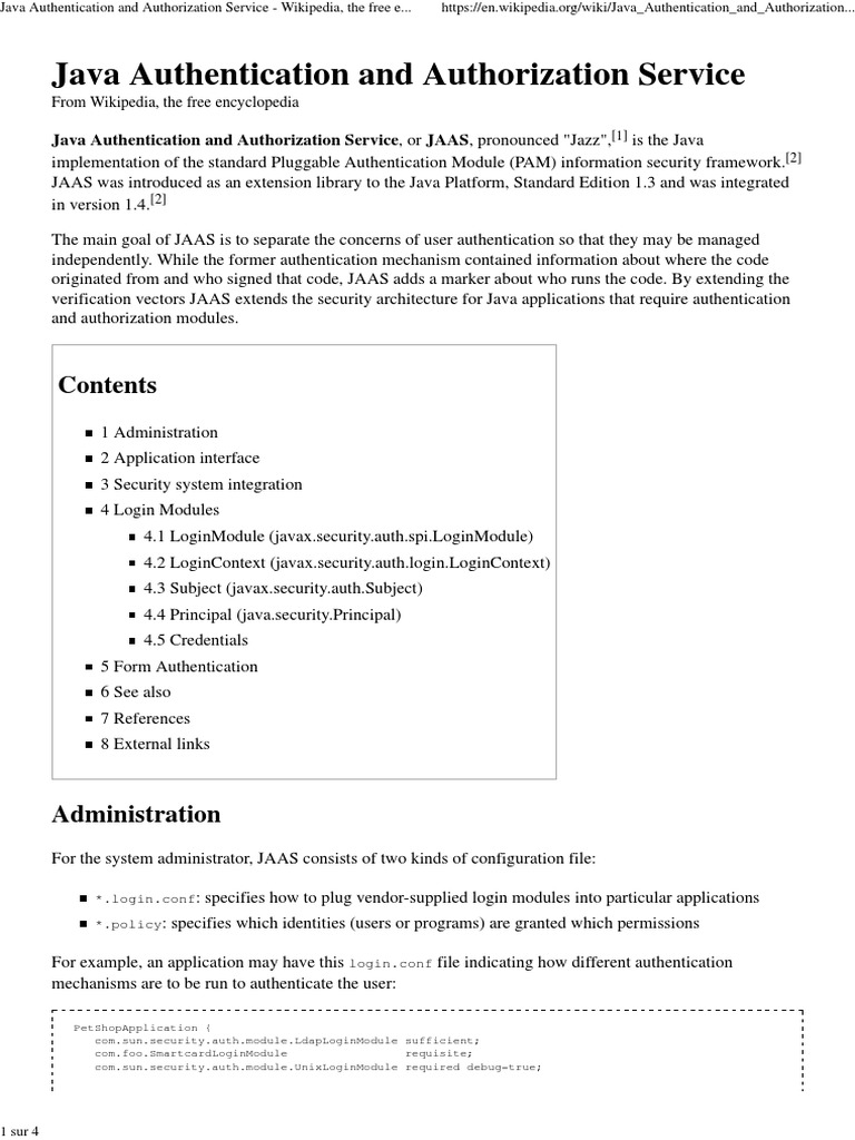 Java Authentication and Authorization Service | PDF | Systems Engineering | Areas Of Computer ...