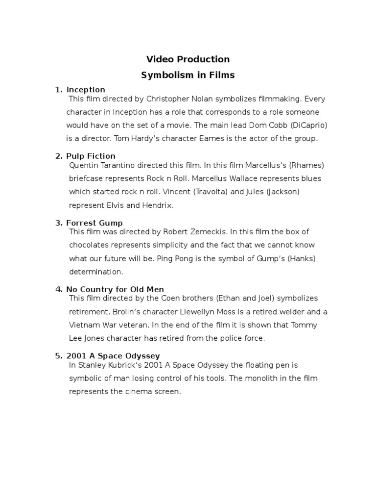 Symbolism in Iconic Films | PDF