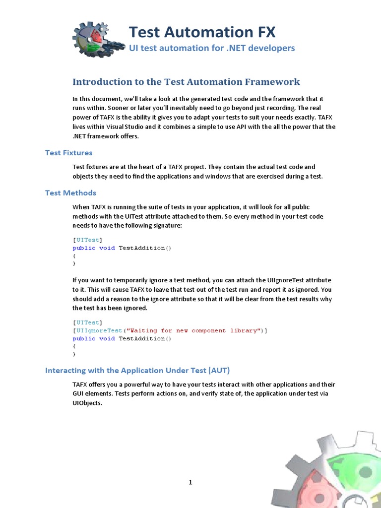 TAFX: UI Test Automation for .NET | PDF | Method (Computer Programming ...