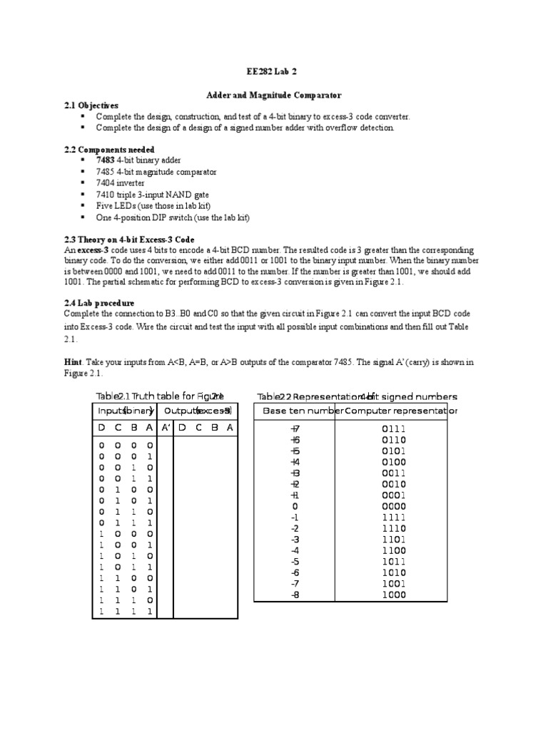EE282 Lab 02 | PDF | Binary Coded Decimal | Electronic Circuits