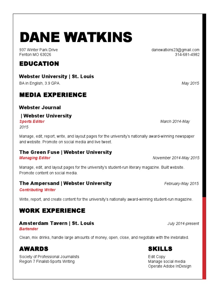 Dane Watkins: Resume Overview | PDF | Social Science