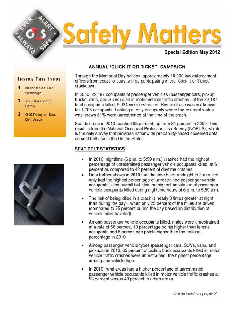 Seat Belt Usage | PDF | Seat Belt | Private Transport