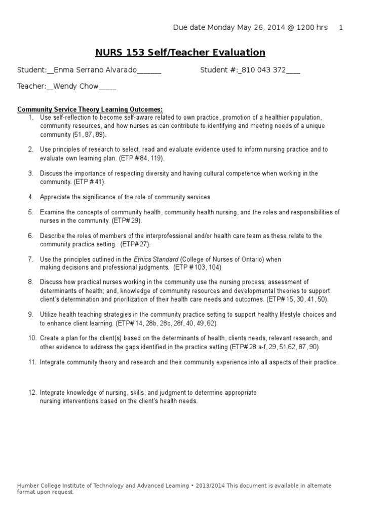 Self Evaluation | PDF | Nursing | Evaluation