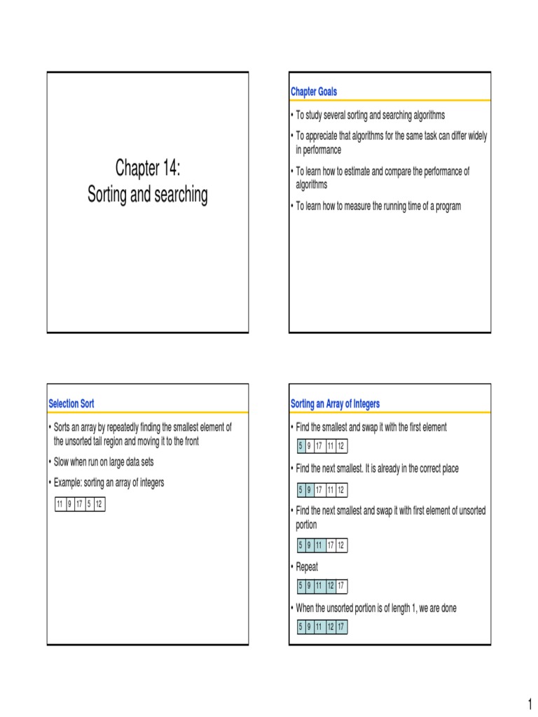Sorting and Searching: Chapter Goals | PDF | Array Data Structure | Mathematical Concepts