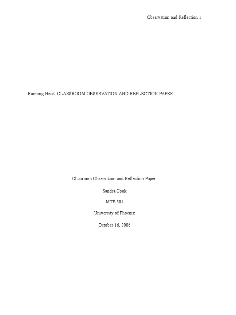 Observation and Reflection 1 | PDF | Secondary School | Classroom