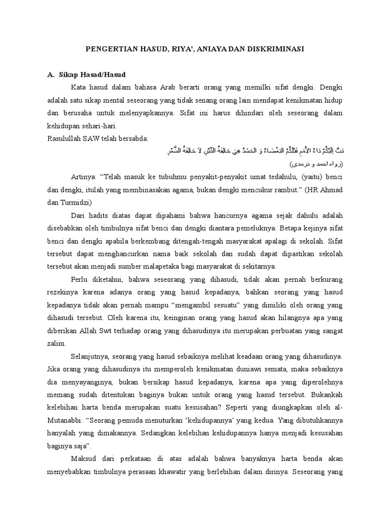 Pengertian Hasud | PDF | Agama & Spiritualitas