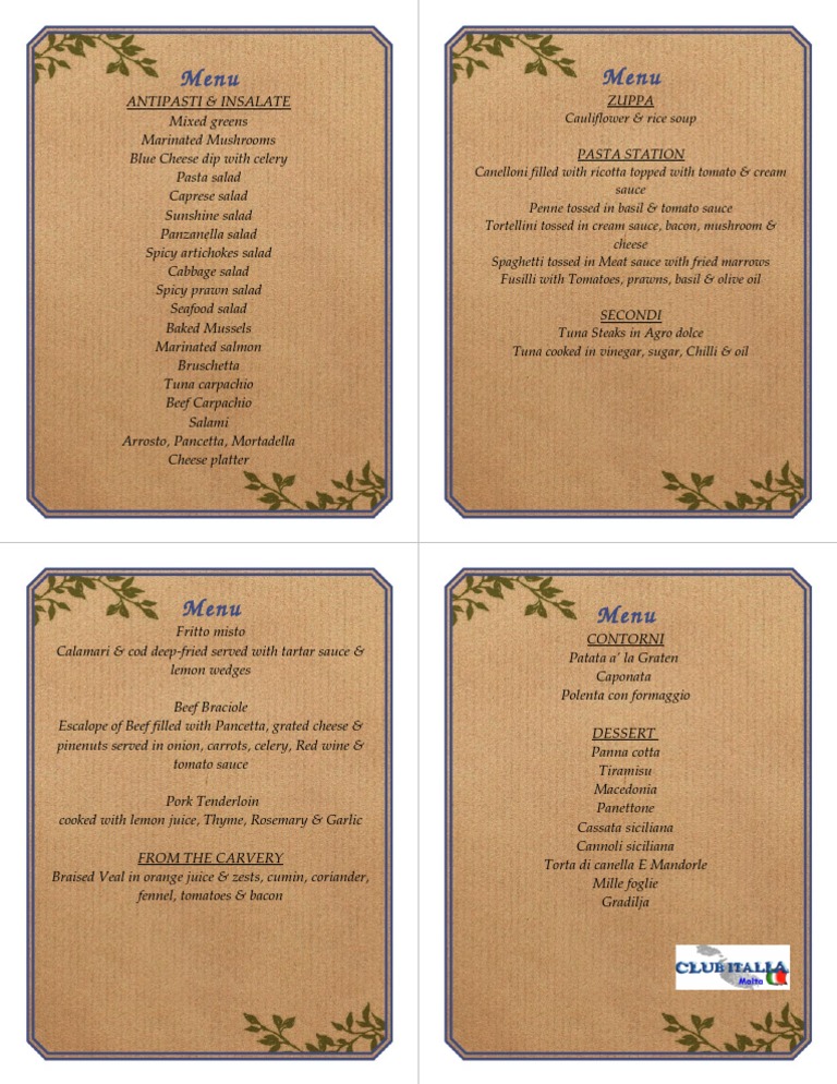 Menu Intercontinental 200210 | PDF | Cooking, Food & Wine