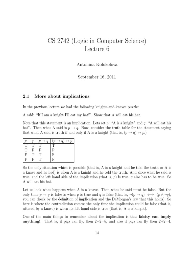 CS 2742 (Logic in Computer Science) : Antonina Kolokolova | PDF ...