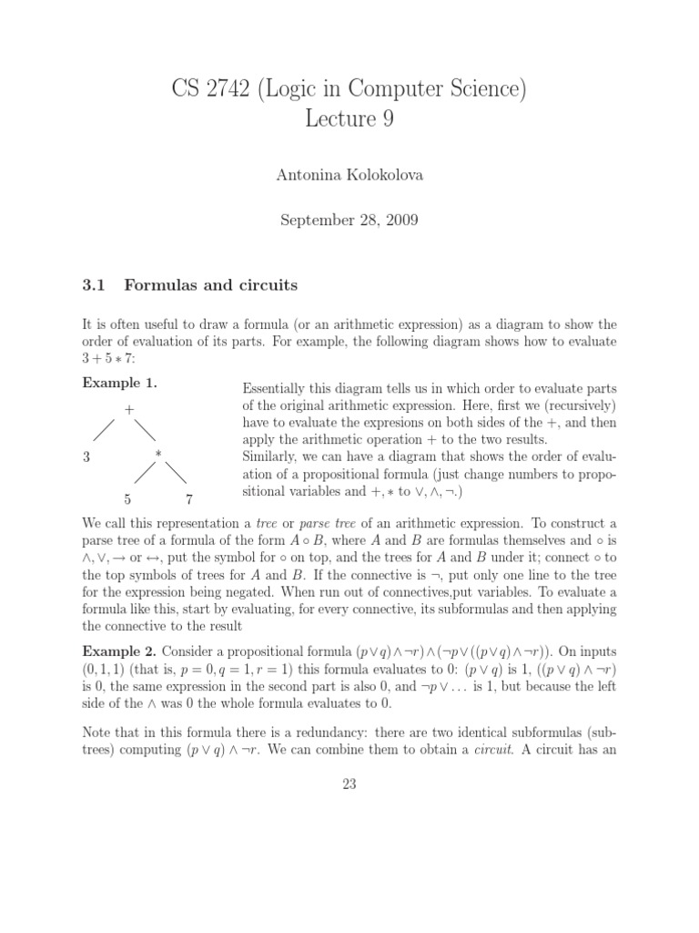 CS 2742 (Logic in Computer Science) : Antonina Kolokolova September 28 ...