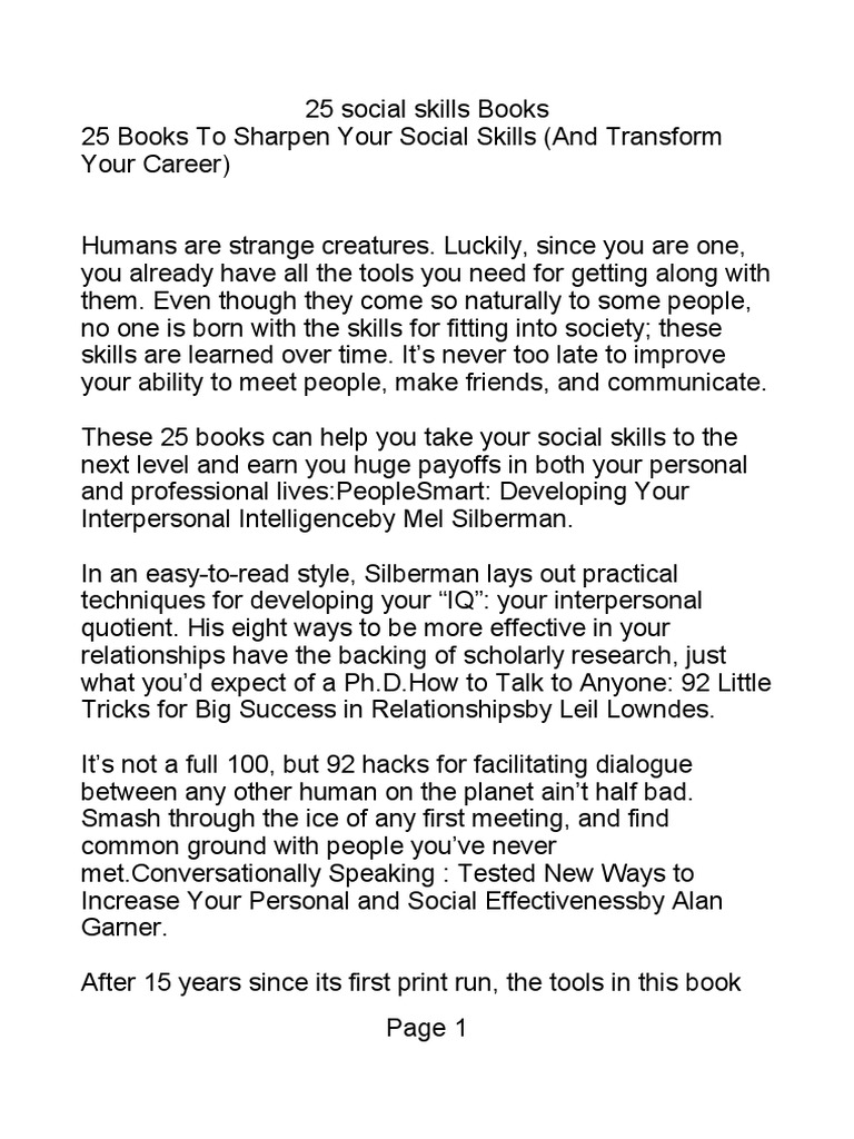 25 Social Skills Books | PDF | Social Skills | Etiquette