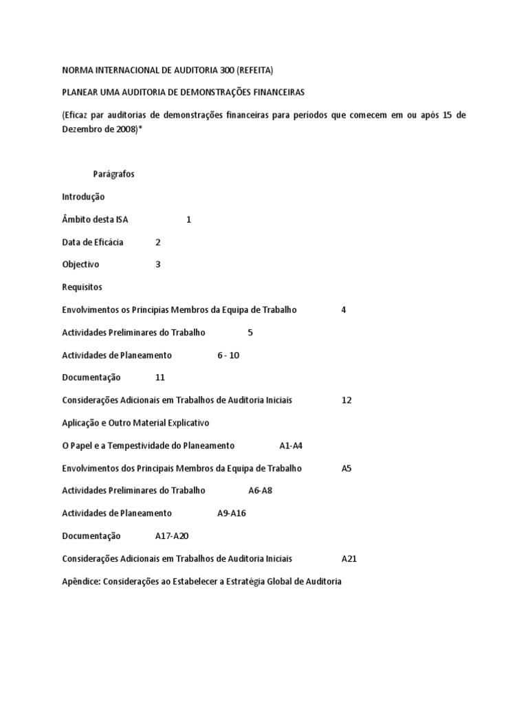 Isa 300 | PDF | Planejamento | Risco