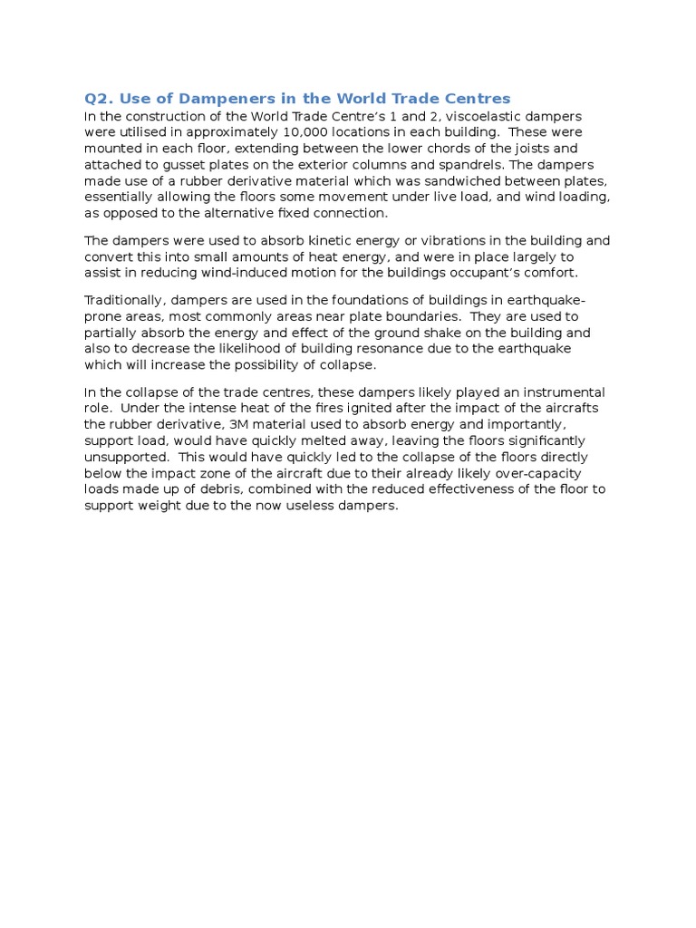 Dampers' Role in WTC Collapse | PDF | Technology & Engineering