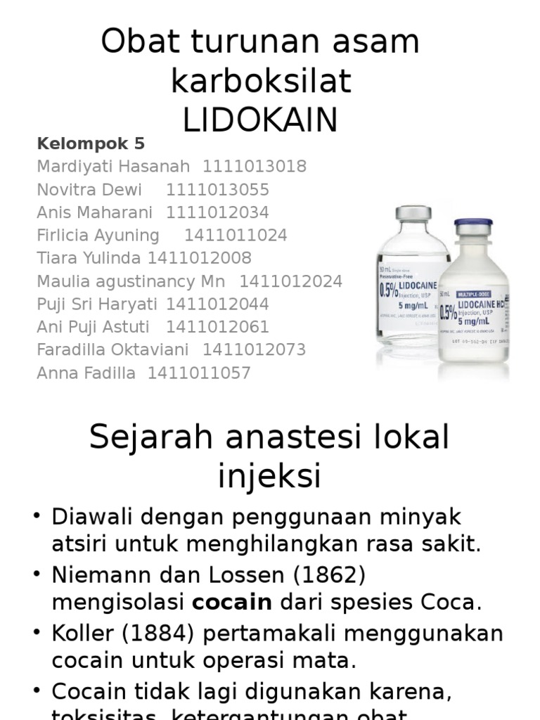 Obat turunan asam karboxilat Lidokain | PDF