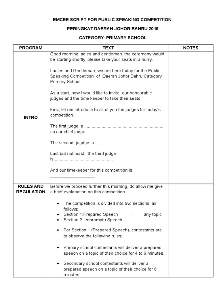 Emcee Script For Public Speaking Competition Daerah Johor Bahru 2015 ...