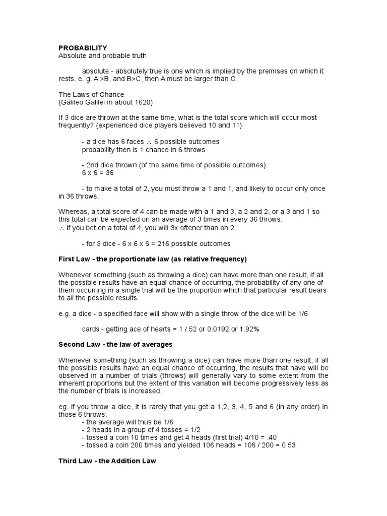 Laws of Probability | PDF | Probability | Dice