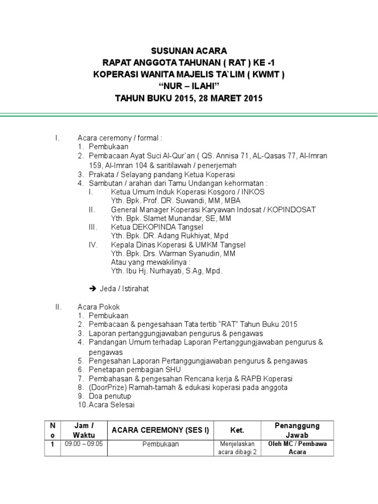 Susunan Acara | PDF | Karier & Perkembangan