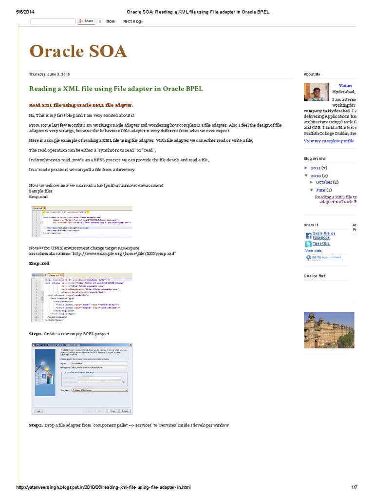Oracle Soa Reading A Xml File Using File Adapter In Oracle Bpel Pdf Pdf Xml Schema Xml 
