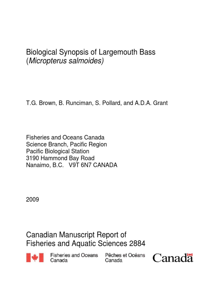 Biological Synopsis of Largemouth Bass | PDF | Spawn (Biology) | Parasitism