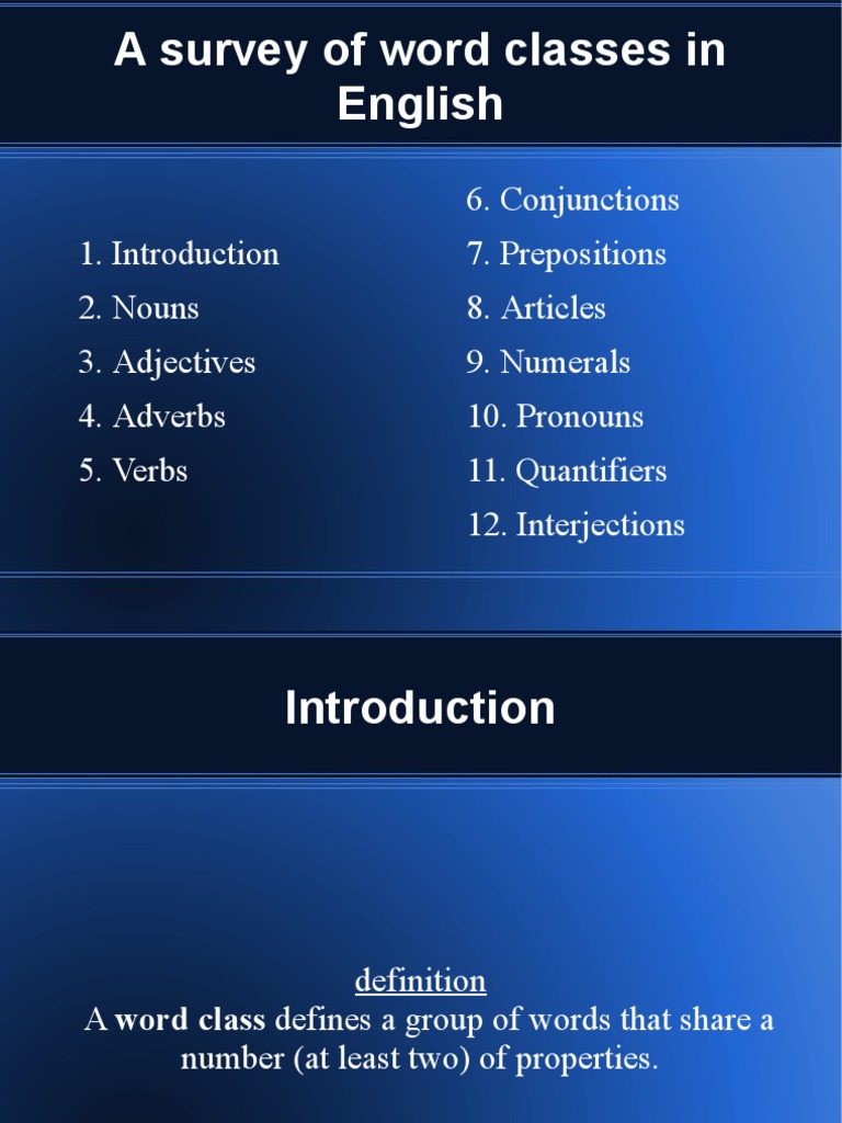 Word Classes Presentation English | PDF | Adverb | Verb