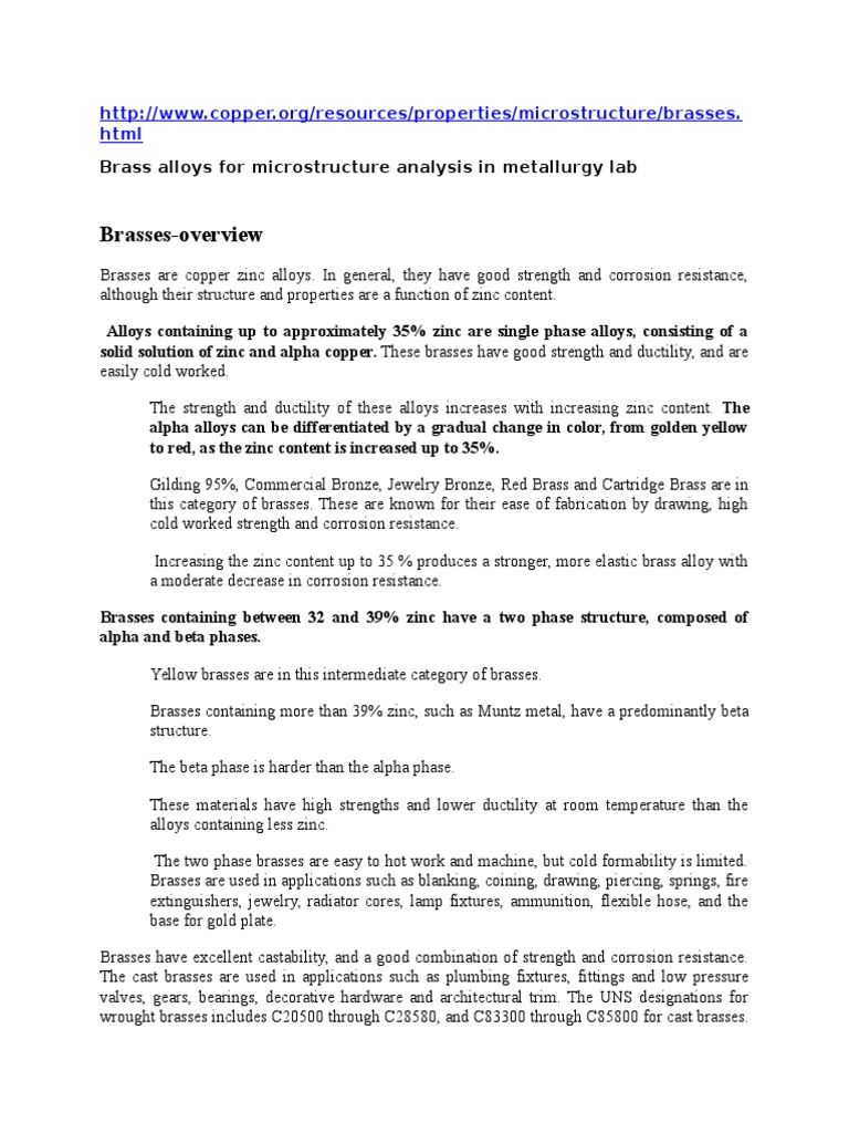 Brass Microstructure Analysis Guide | PDF | Brass | Microstructure