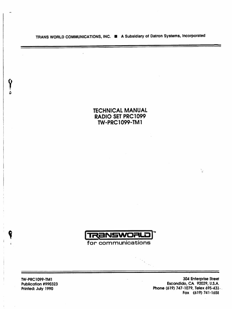 Transworld PRC1099 - Technical Manual | PDF