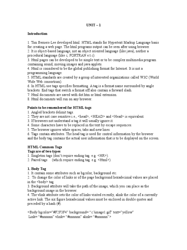 Unit - 1 | PDF | Html Element | Cascading Style Sheets