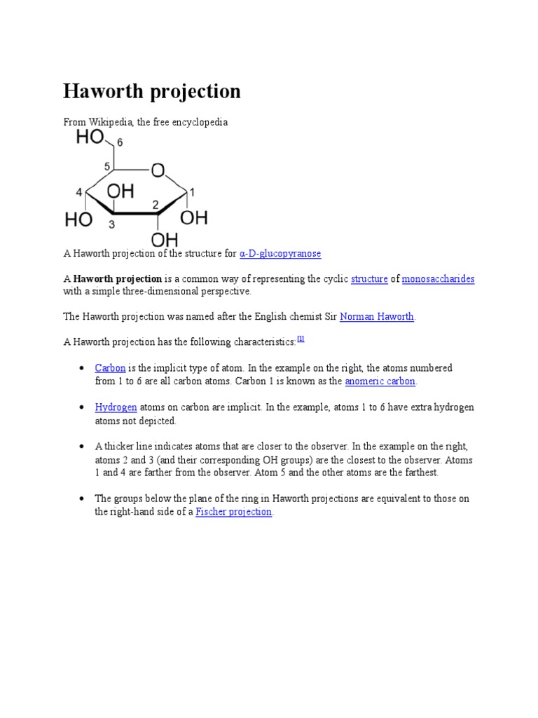 Haworth projection: α-D-glucopyranose structure monosaccharides | PDF