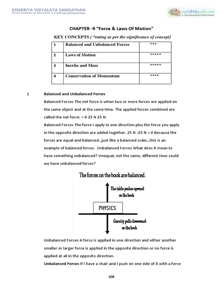 09 Science Notes Ch09 Force and Law of Motion | PDF