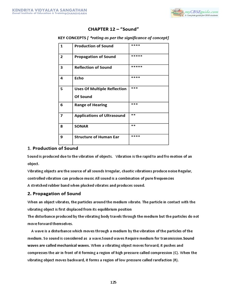 09 Science Notes Ch12 Sound | PDF | Sound | Waves