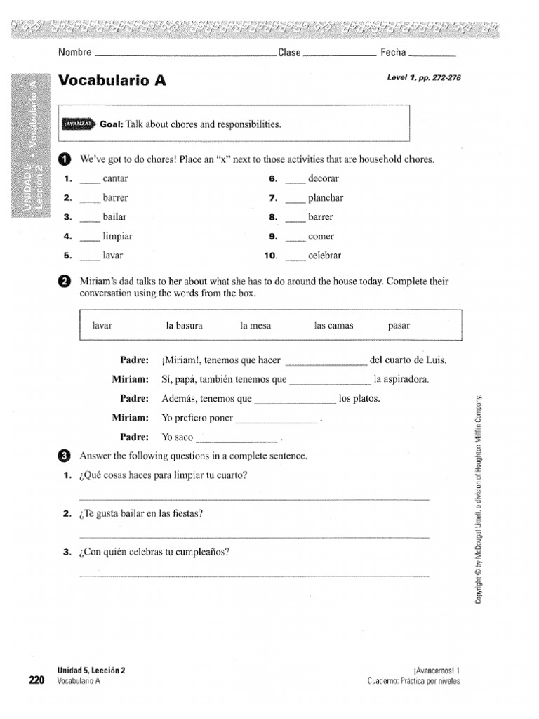 SP 1 - Workbook - Unit 5 - Lesson 2 | PDF