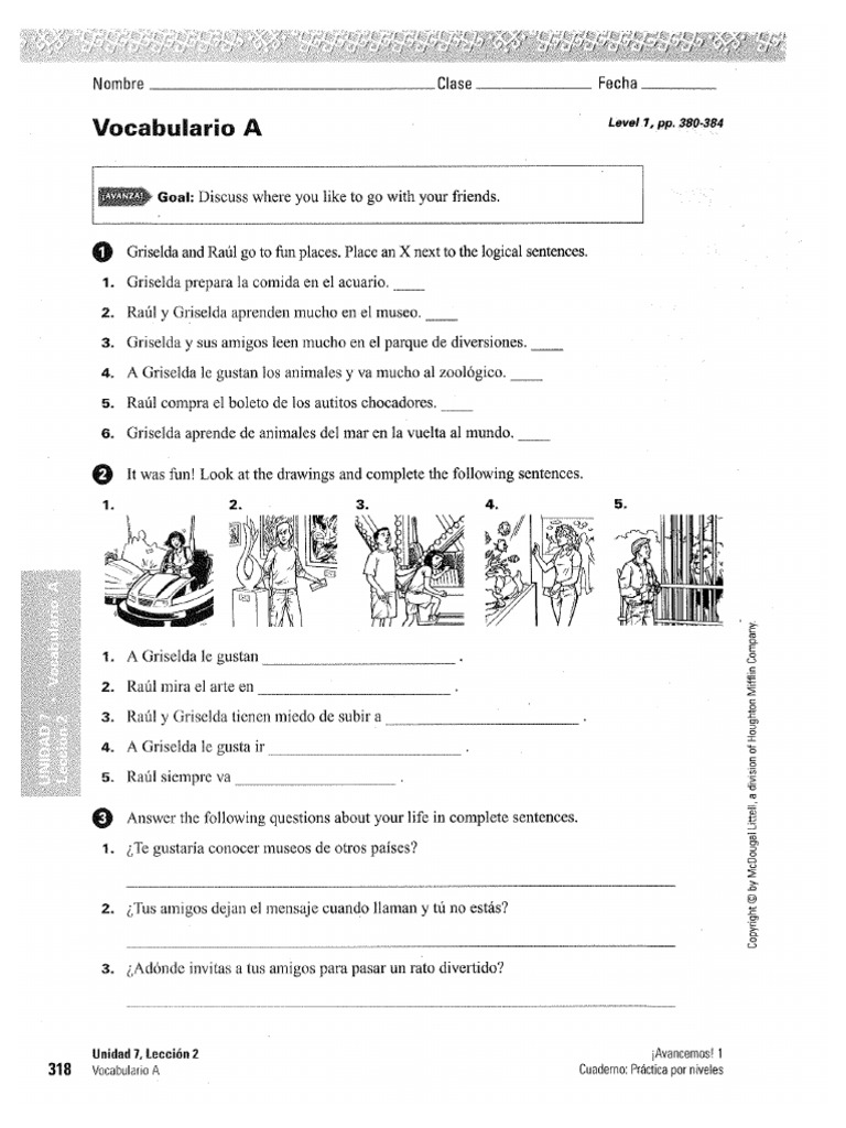 SP 1 - Workbook - Unit 7 - Lesson 2 | PDF