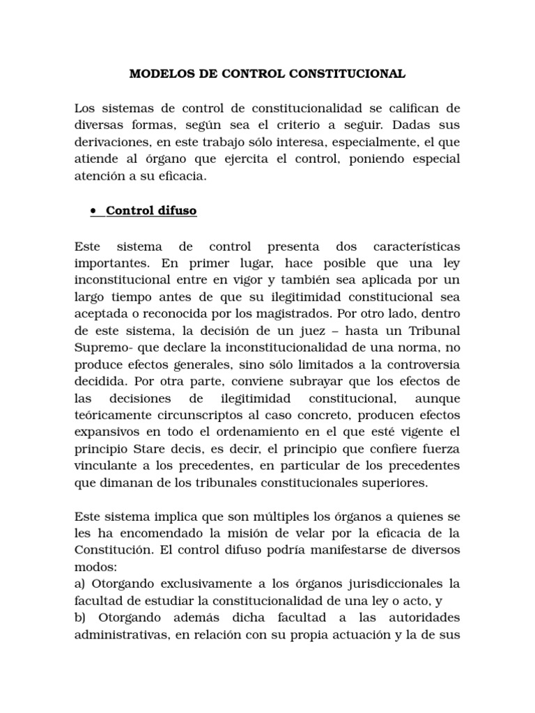 Modelos de Control Constitucional en Guatemala | PDF | Constitución ...
