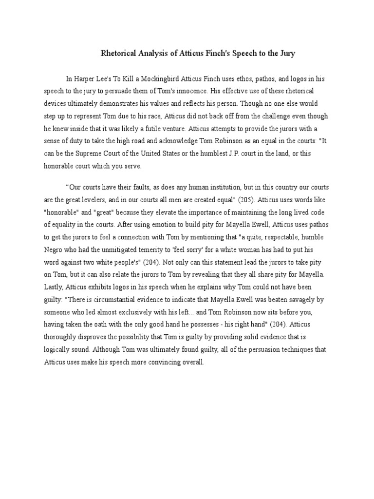 Rhetorical Analysis Of Atticus Finch – HZVAJ