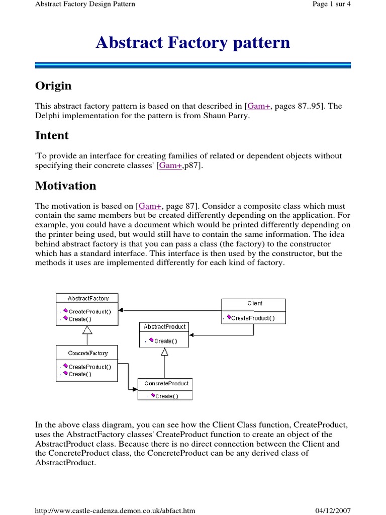 (Article) - Abstract Factory Pattern | PDF | Class (Computer Programming) | Object Oriented ...