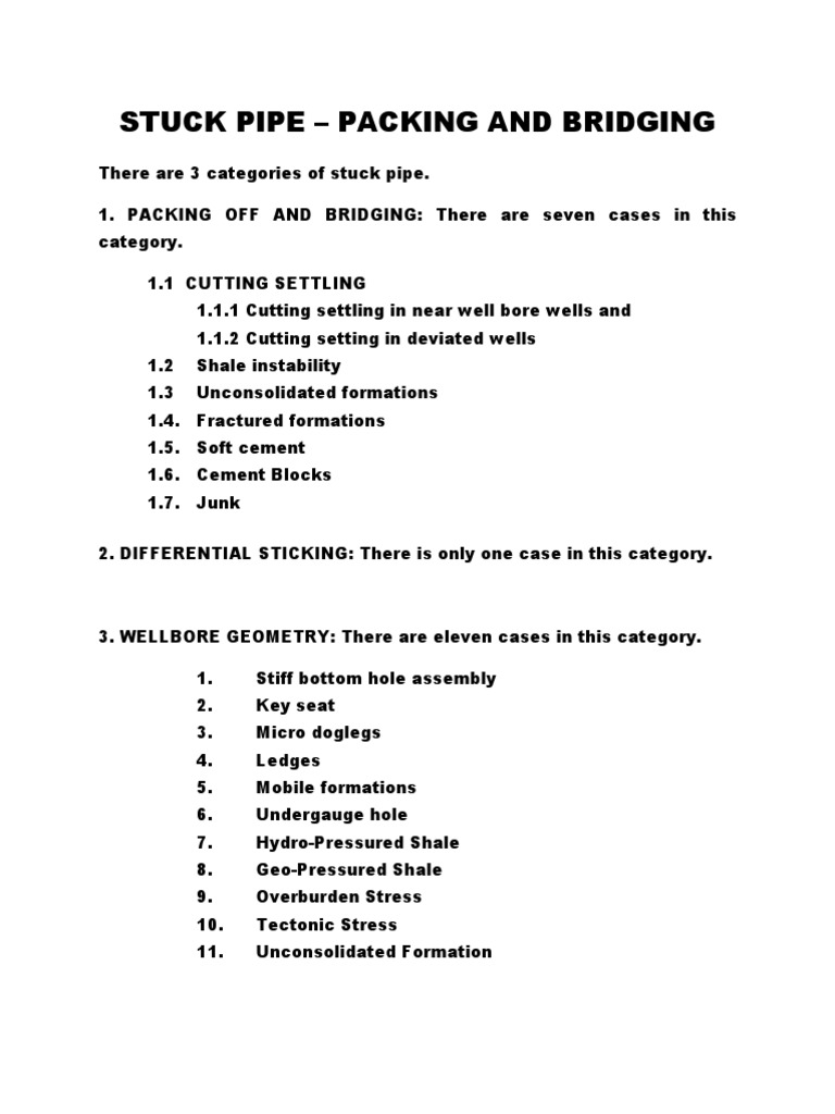 Stuck Pipe - Drilling Problem | PDF | Drilling Rig | Oil Well