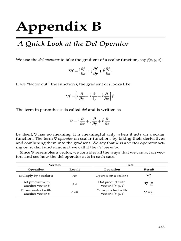Appendix B A Quick Look at The Del Operator | PDF | Divergence ...