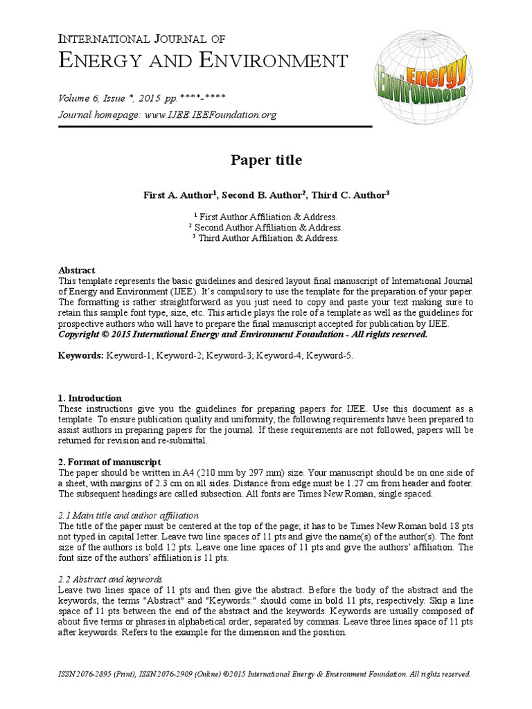 IJEE Paper Template | PDF | Page Layout