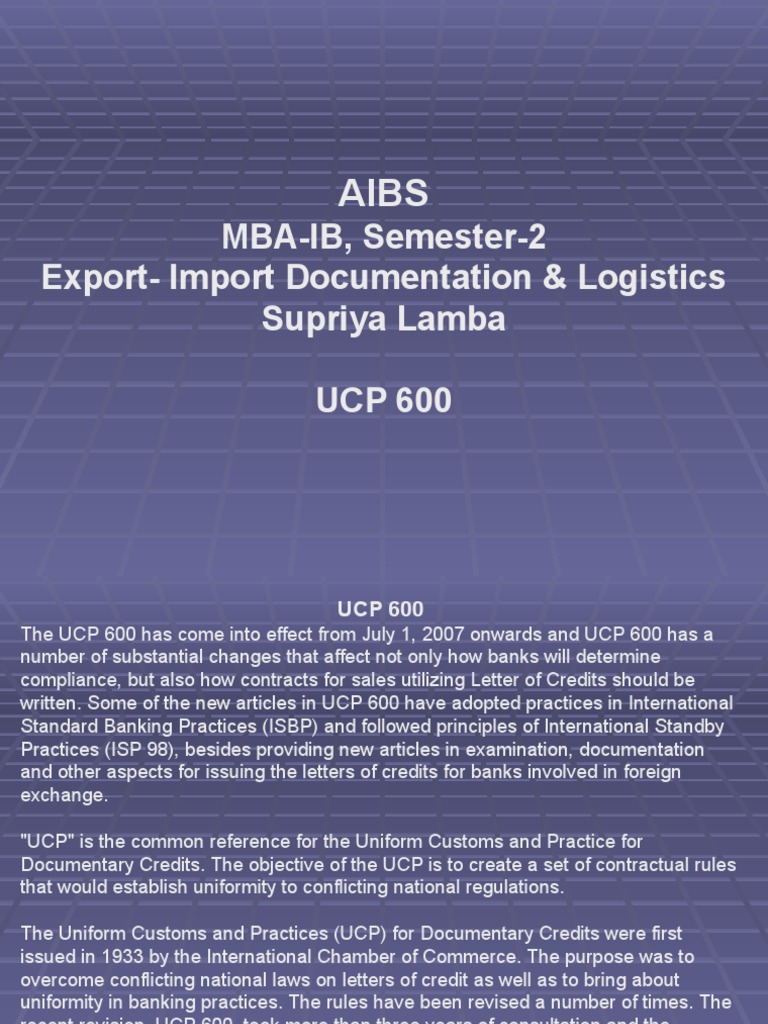E851dmodule 2 - PPT On Ucp 600 | PDF | Letter Of Credit | Bill Of Lading