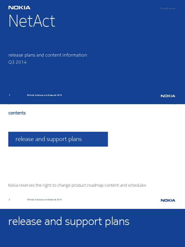 Nokia NetAct Roadmap | PDF