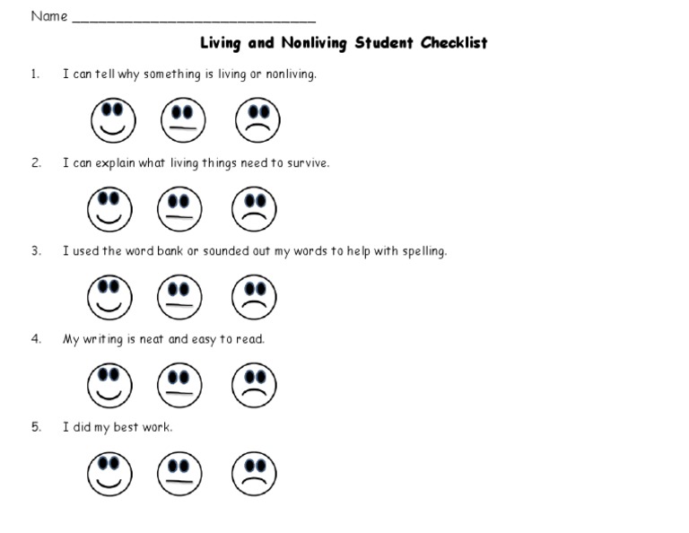 Living vs. Nonliving Checklist | PDF