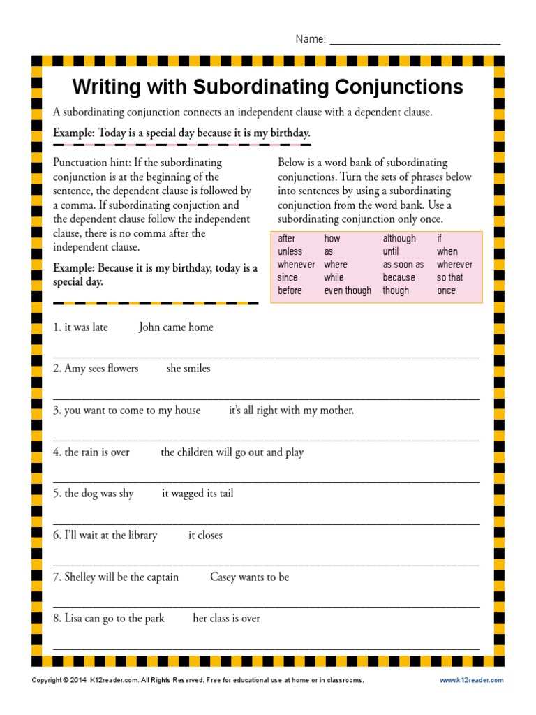 Writing With Subordinating Conjunctions | PDF | Clause | Comma