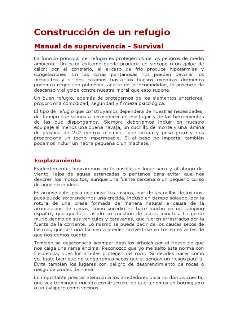Guía para Construir Refugios de Supervivencia | PDF | Arboles | Tallo ...