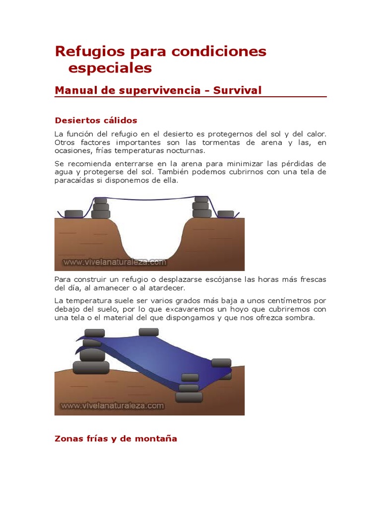 Refugios de Supervivencia en Diversas Condiciones | PDF | Desierto | Suelo