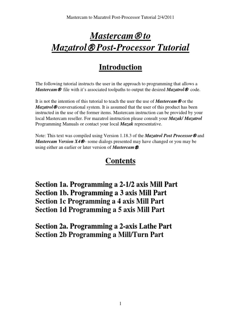 Mastercam to Mazatrol Programming Guide | PDF | Machining | Parameter ...